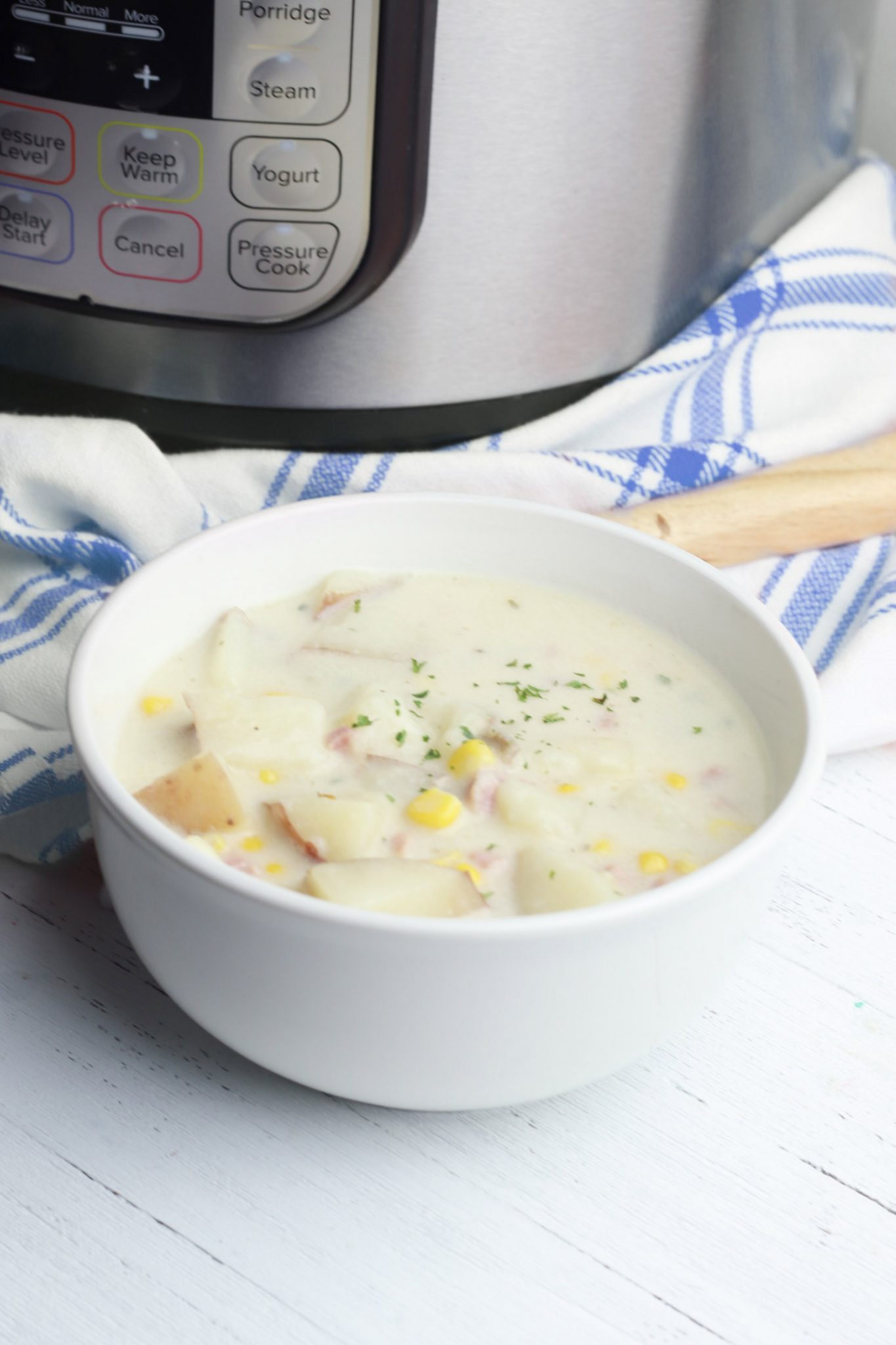 Creamy Comforting Instant Pot Corn Chowder - Bacon is Magic