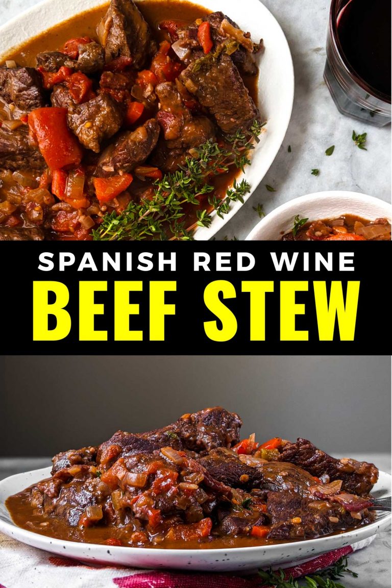 Classic Spanish Beef Stew with Roasted Red Peppers - Bacon is Magic